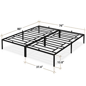SunnyFurn King Metal Bed Frames,Heavy Duty Steel Slat Support Noise Free No Box Spring Needed and Easy Assembly