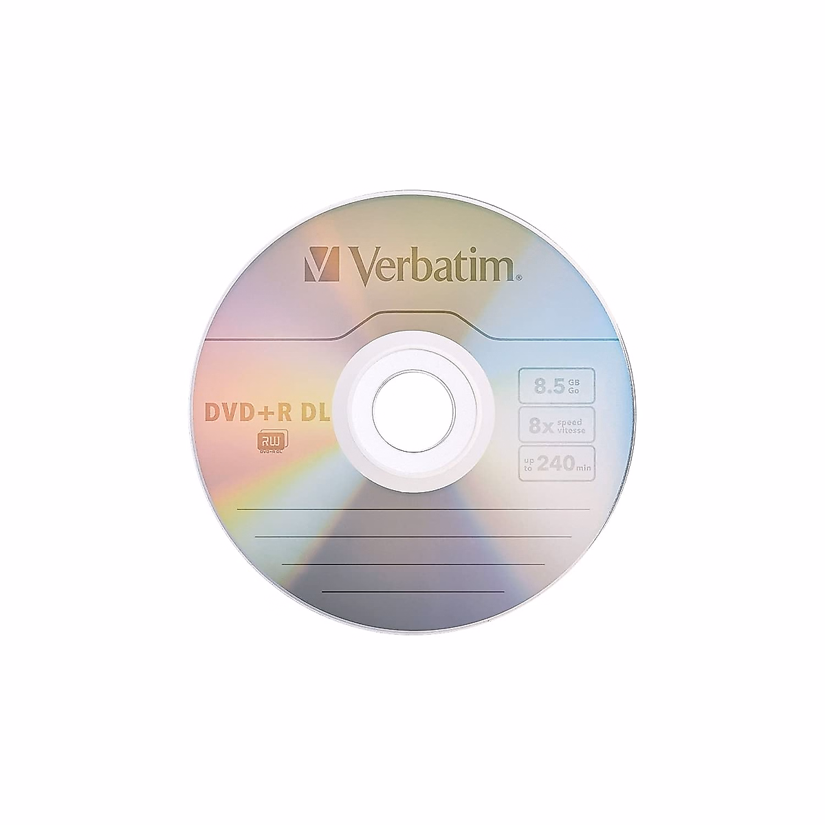 Verbatim 96542 Dual-Layer DVD+R Discs, 8.5GB, 8X, Spindle, 30/PK, Silver