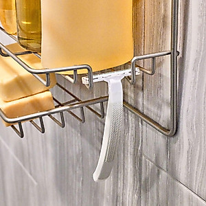 iDesign Everett Wide Metal Hanging Shower Caddy, Bath Organizer Holds Shampoo, Razors, Conditioner, Soap, 15.5" x 4.14" x 25.21", Satin