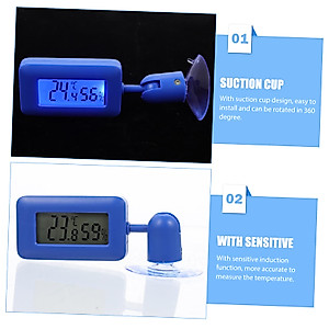 SUPVOX Reptile Hygrometer Glass Animals Digital Reptile Thermometer Blue Hair Wig for Dogs Glass Suction Cup Digital Thermometer Rotary Tank Thermometer Abs Electronic to Rotate Beard
