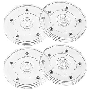 Piutouyar 4 Pcs Plastic Turntable Bearings Hardware, 4 Inch / 100mm Plastic Acrylic Clear Turntable Organizer for Kitchen Spice Rack Table Cake