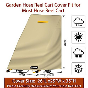 Bethshaya Veranda Patio Free Standing Portable Garden Hose Reel Cover,Waterproof, Dustproof and Sun-Proof Protect Your Hose Reel and prolong its Life(26"W x25"D x 35"H)