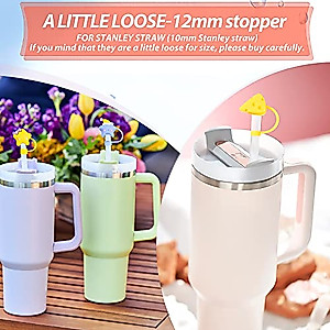 8Pcs Straw Cover for Stanley Cup, Silicone Straw Covers Cap,Cute Cartoon Dust-Proof Reusable Drinking Straw Tips Protector for Stanley Cup or 12mm Drinking Straws Plug Decoration (Mixed Style)