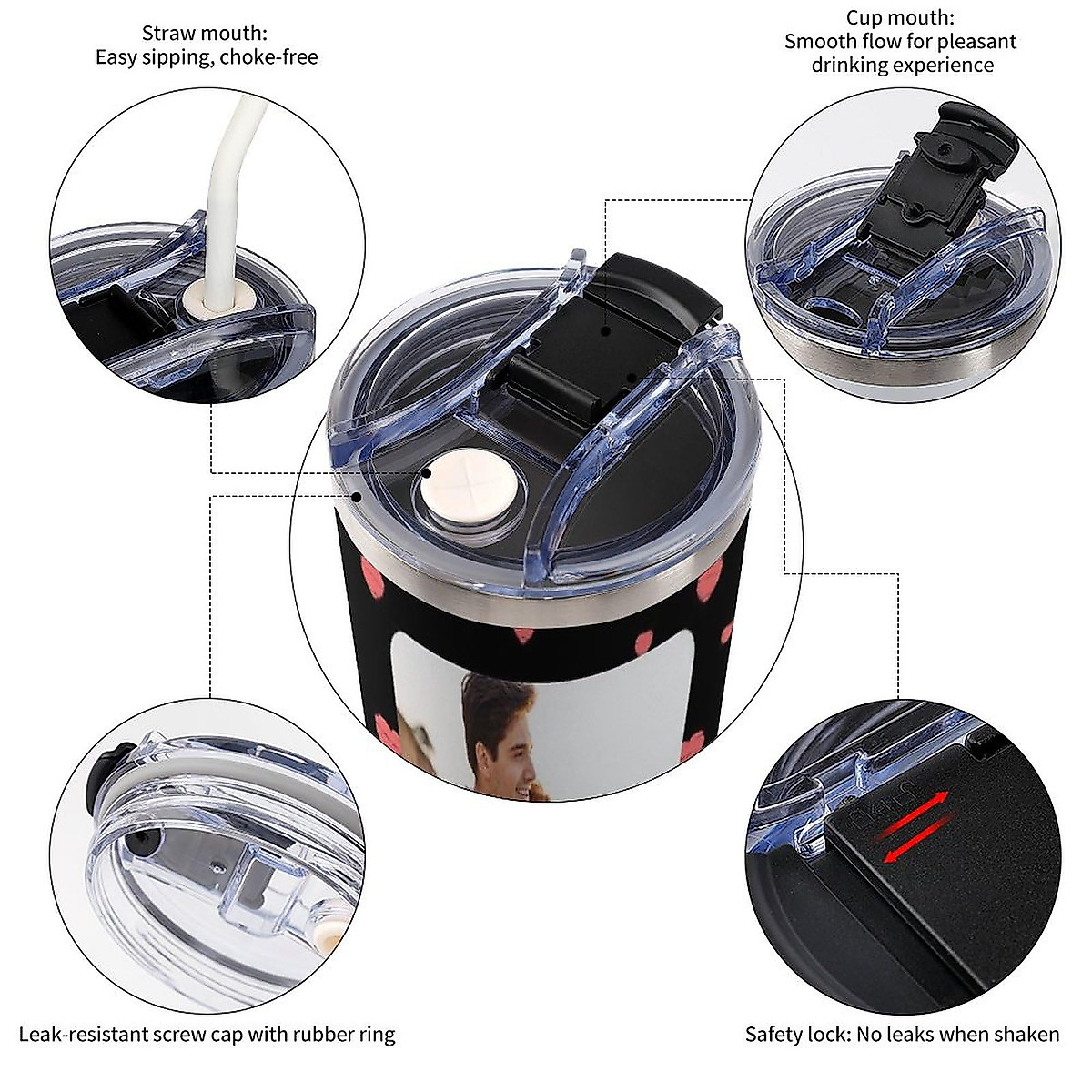 Personalized Tumbler Custom Insulated Travel Mug Custom Drinking Coffee Cup with Photos and Text 40oz Christmas Birthday Gift