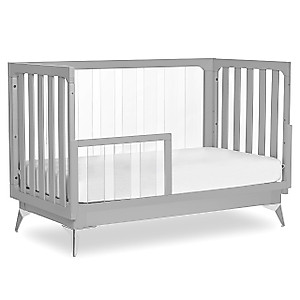 Evolur Acrylic Millennium 4 in 1 Convertible Crib Toddler Rail I Easily Coverts to Toddler Bed & I Acrylic Slats, Pebble Grey (702AC-PG)
