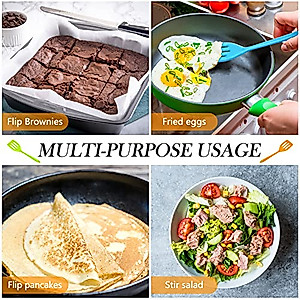 Romooa 5 Pack Small Silicone Turner High Heat Resistant Slotted Spatula Silicone Spatula Turner Slotted Fish Turner Set Flipper Mini Serving Spatula for Cooking (Red, Blue, Green, Orange, Pink)