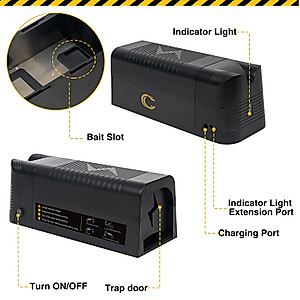 Electric Mouse Trap Indoor Rat Killer Effective Mice Zapper Upgraded Instantly Humane Kill Rodent with Powerful Voltage (Black)