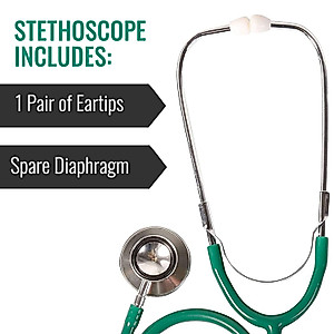 MABIS Spectrum Dual Head Lightweight Stethoscope, Hunter Green