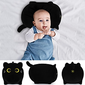 Black Cat Plush Stuffed Animal-11.8'' Black Cat Plush Toy, Black Cat Plush Pillow, Cute Soft Plush Cat Plushie Stuffed Cat Toys, Cat Plush Pillows Toy Doll Decoration Doll Gift for Kids Girls Boys