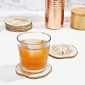 Juvale 6 Pack Round Textured Print Wooden Coasters for Drinks and Tabletops, Rustic Home Decor (3.9 in)
