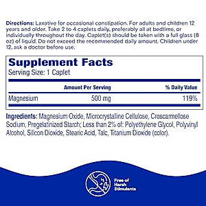 Phillips' Laxative Caplets, With Naturally Sourced Magnesium Supplement for Gentle Relief of Occasional Constipation, Cramp and Stimulant Free Laxatives, 100 Caplets