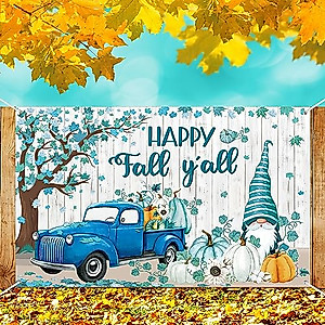 Harloon Fall Banner Decorations Autumn Pumpkin Backdrop Happy Fall Y'all Harvest Photo Background Leaves Thanksgiving Backdrop for Farmhouse Holiday Fall Party Supplies Decor 72.8 x 43.3 Inch