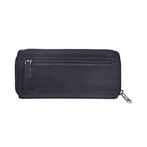 Zinda Genuine Leathers Women’s Wallet Zip Around Long Purse RFID Protection (Black)