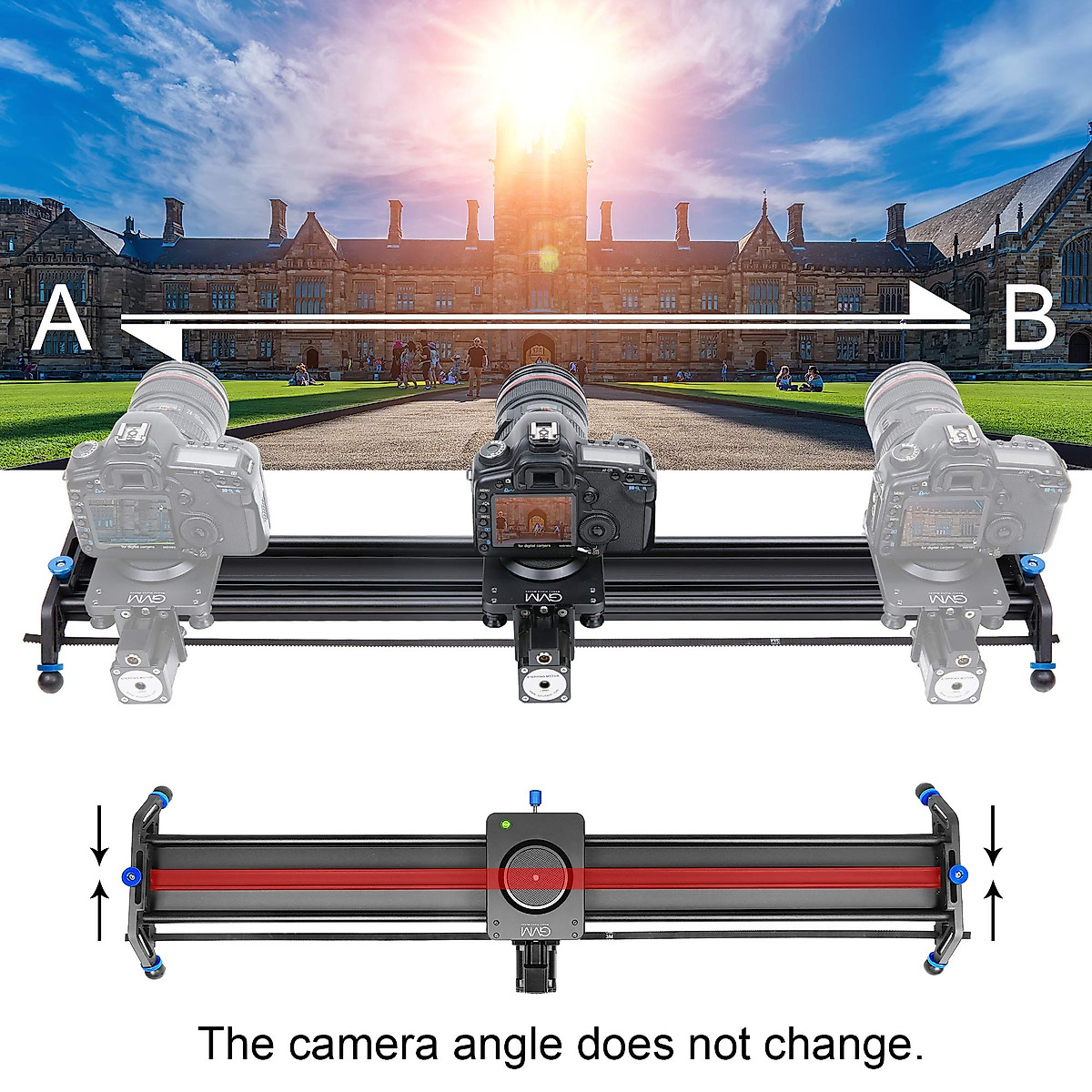 GVM Motorized Camera Slider, 31" Aluminum Alloy Track Dolly Rail Camera Slider with Tracking Shooting, 120 Degree Panoramic Shooting and Time-Lapse Photography for Most DSLR Cameras
