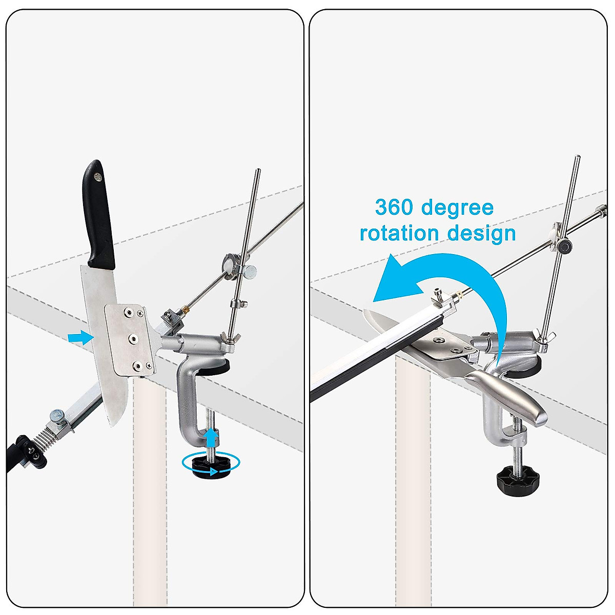 Knife Sharpener Tool Pro RX-008, 360° Rotation Flip Design, Fixed-Angle Slicker Edge Sharpener with 4 Diamond Sharpening Plates,240/400/600/1000