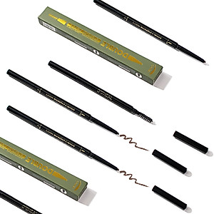 3 Pcs Waterproof Eyebrow Pencil Dark Brown, Premium Eye Brow Pencil Brn with Spoolie Brush, Longwearing for Perfect Brows, Professional, Precision, Defines, Universal Benefit Eyebrow Pencil, O'CHEAL