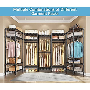 VIPEK V5i Garment Rack Heavy Duty Clothes Rack, Bedroom Armoires Portable Wardrobe Closet Freestanding Clothing Rack with 8 Adjustable Shelves& 4 Hang Rods, 68.9" L x 15.7" W x 76.4" H, Black