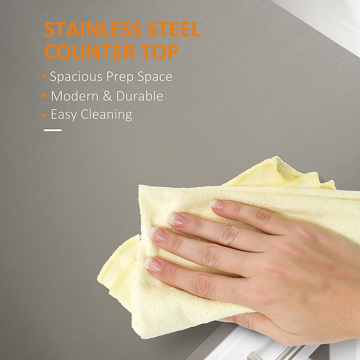 HOMCOM Kitchen Island Rolling Utility Trolley Cart with 2 Drawers Stainless Steel Top - White