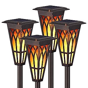 Solar Torch Lights Outdoor, 2 Lighting Modes with Dancing Flickering Flames, Waterproof IP65 Auto On/Off Flickering Solar Lights Outdoor, Solar Tiki Torches Decoration Lights for Path Yard Garden