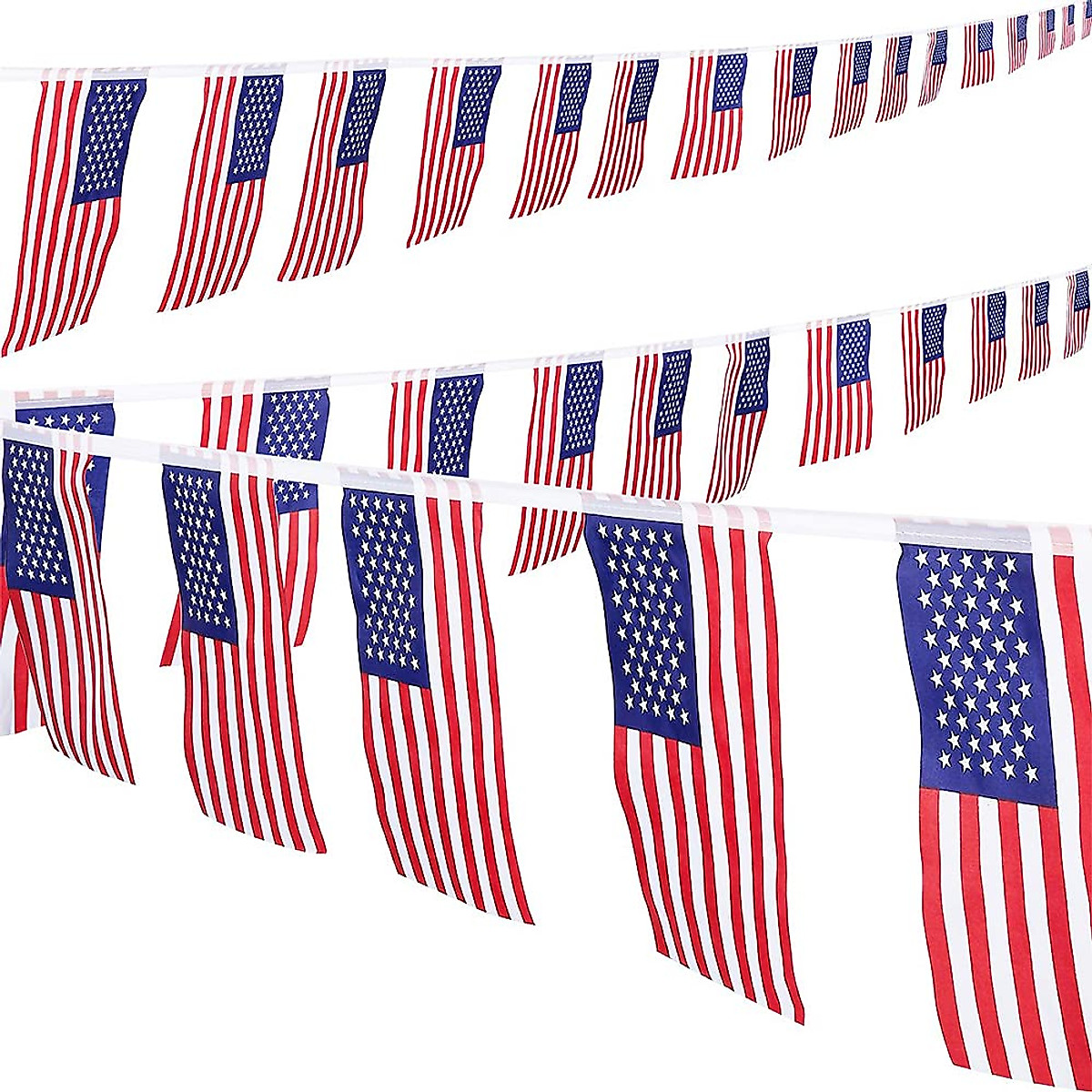 60PCS American flag, Independence Day Banner American Flag, 65Ft American flag Banner, Outside, very suitable for Patriotic Events, Sports, Bars Decorations
