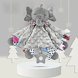 Baby Comforter Blanket,Elephant Blanket,Sweet Loveys for Babies, Cuddle Blanket,Baby Cuddly Toy with Crinkle Foil and Bell,Soft Comforter for Newborn,Baby boy & Girl Gift (Elephant)