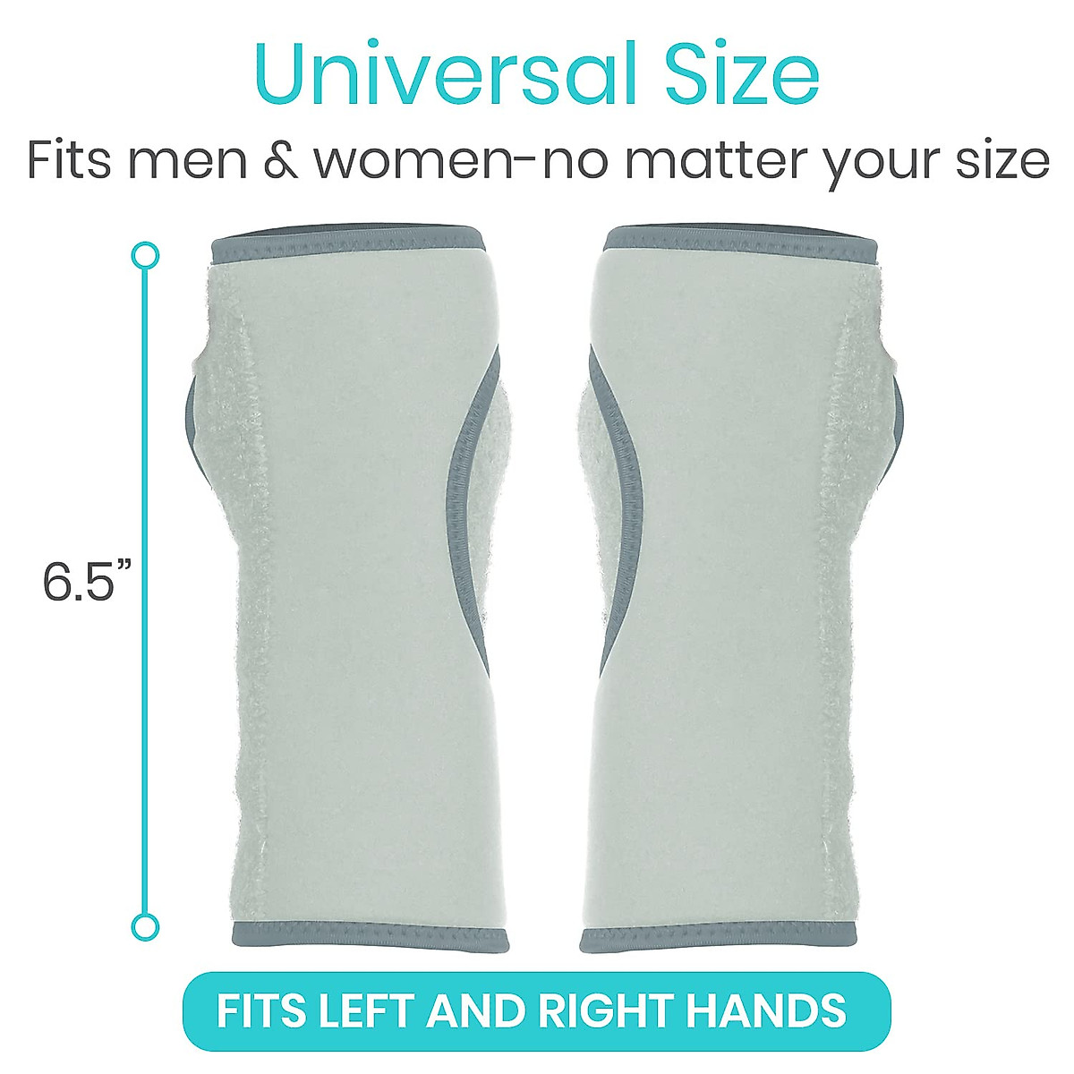 Vive Night Wrist Splint Brace - Left, Right Hand Sleep Support Wrap - Breathable & Lightweight Cushion Compression Arm Stabilizer for Carpal Tunnel, Men, Women, Kids, Tendonitis, Sports Pain