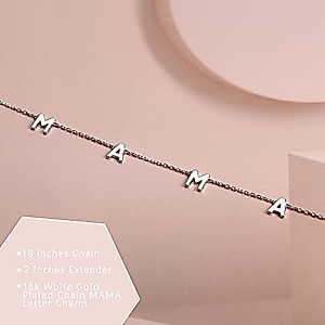 MILACOLATO Mama Necklace 925 Sterling Silver Mother Necklace 14K White Gold Plated Mom Necklaces Mother's Day Gifts for Mom New Mum Grandma Women Wife