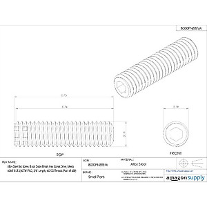 Alloy Steel Set Screw, Black Oxide Finish, Hex Socket Drive, Meets ASME B18.3/ASTM F912, 1/2" Length, #8-32 UNC Threads, Imported (Pack of 100)