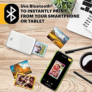 Kodak 2"x3" Premium Zink Photo Paper (100 Sheets) & Step Wireless Mobile Photo Mini Printer (White) Compatible w/iOS & Android, NFC & Bluetooth Devices