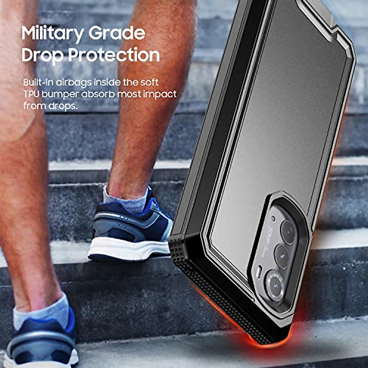 for Motorola Edge 2022 Case, Moto Edge 2022 Heavy Duty Case with Screen Protector, Military Grade Drop Proof Cover, Dual Layer Rugged Protective Shell (Black)