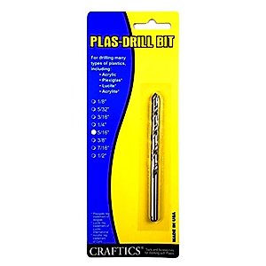 Craftics 5/16 Drill Bit for Plastic (Acrylics, Plexiglas, Lexan, ABS, PVC, and More) Works with Hand Drill