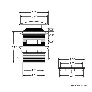FerdY Pop-up Drain for Freestanding Bathtub, White Finish, cUPC Certification, Freestanding Bathtub Drain Stopper