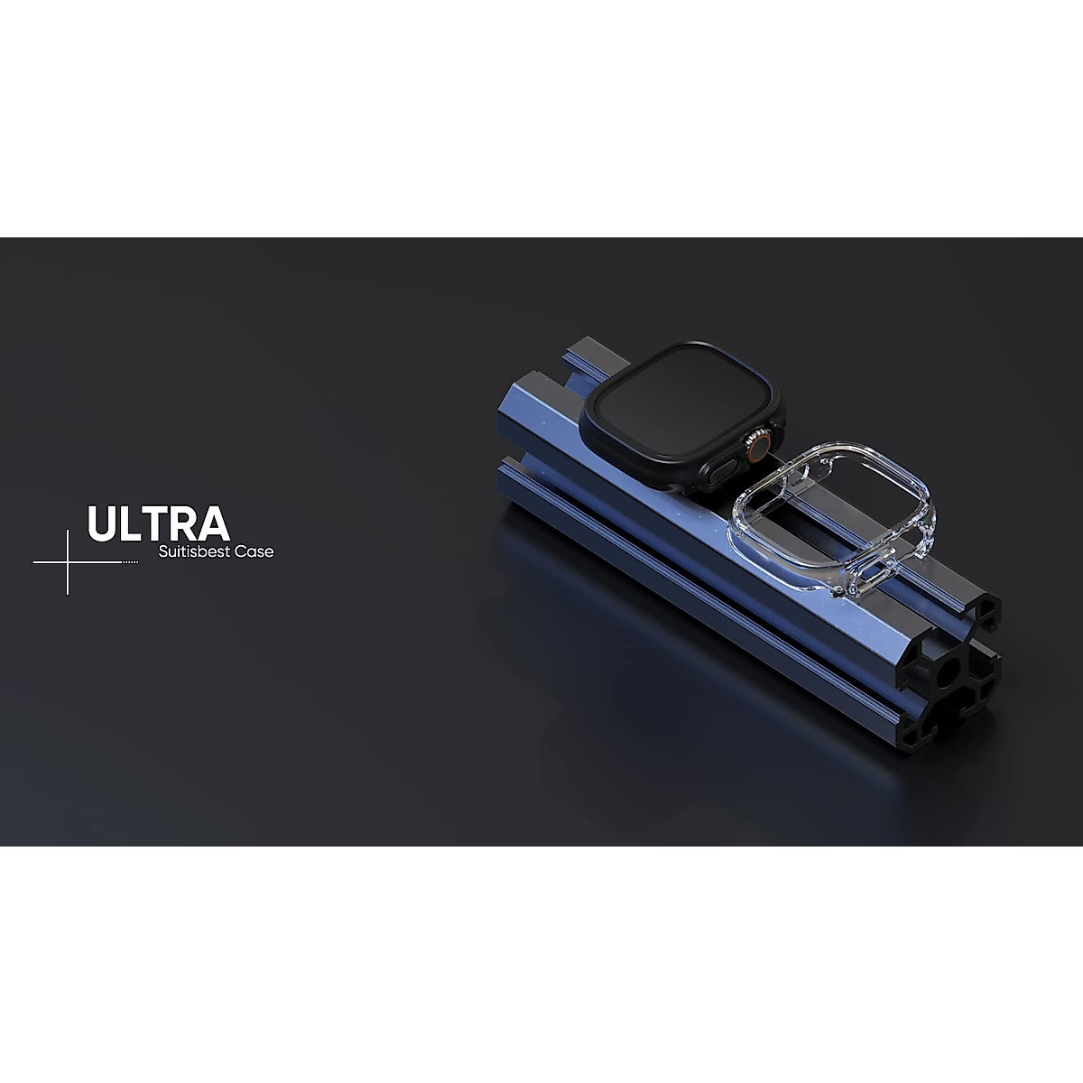 2+2 Pack Suitisbest Case and Screen Protector Compatible with Apple Watch Ultra 2/Ultra 49mm, Clear Waterproof Ultra-Thin Hard PC Bumper Tempered Glass Protective Film for iWatch Ultra 49mm