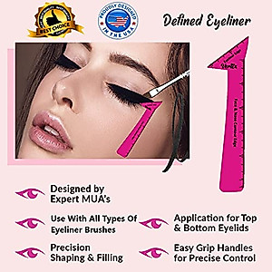 Eyeliner Stencils For Pencil Stamp Liquid Liner Gel Pen Beginners Eye Brush All Waterproof Makeup Wing Tips Eyeshadow Brushes Eyebrow Kit Stencil Sharpener Black Fine Point Angled Small Winged Tip Pot