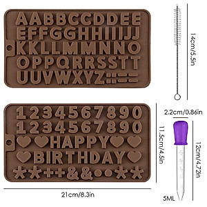 2 Pcs Silicone Letter Mold and Number Molds for Chocolate Candy,maxin Happy Birthday Cake Decorations Symbols Mold