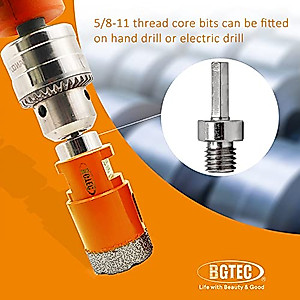BGTEC Core Drill Bit Adapter for Threaded Diamond Hole Saw Core Drill Bit 5/8"-11 Male to 3/8" Shank for Core Drilling Grinding Disc