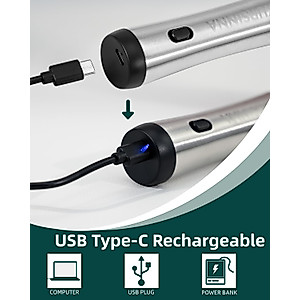 KURSINNA Powerful Rechargeable Milk Frother Handheld, USB-C Charge Foam Maker with 2 Stainless Steel Whisk & Stand, Powerful Mini Mixer Coffee Frother for Frappe, Latte, Matcha (13000RPM USB-C Charge)