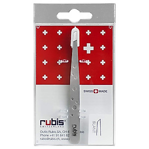 Rubis Hole Pattern Classic Stainless Steel Slanted Tweezers For Precise Eyebrows and Hair Removal, The Elegance Collection, 1K111,Silver,Rubis Switzerland Swiss Made World Renowned Precision