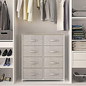 YITAHOME Storage Tower & Dresser with 4 Drawers - Fabric Storage Tower, Organizer Unit for Bedroom, Living Room, Hallway, Closets & Nursery - Sturdy Steel Frame (Light Grey) (FTBFSD-0001)