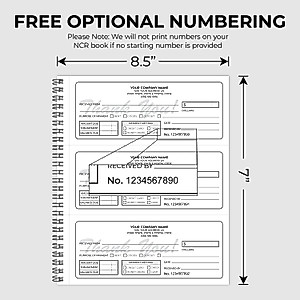 Custom 8.5" x 7" (3 Per Page) Carbonless NCR Books in 2-Part Duplicate Invoices, Receipts, Work Orders, Sales Orders, Purchase Orders, Estimates, Quote Forms with Your Company/Business Name (300 Sets)