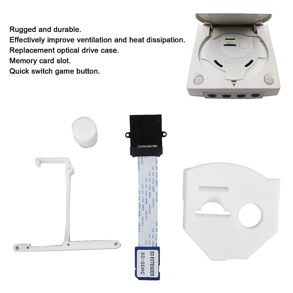Extender Adapter Expansion Cable Adapter Quick Switch Game Button ABS Material Easy to Replace for Sega Dreamcast GDEMU Work