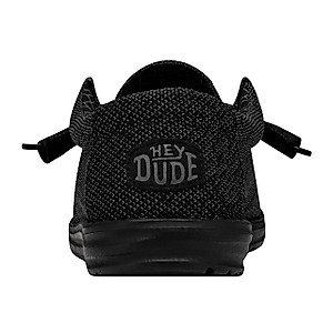 Hey Dude Men's Wally Sox Micro Total Black Size 9 | Men’s Shoes | Men's Lace Up Loafers | Comfortable & Light-Weight