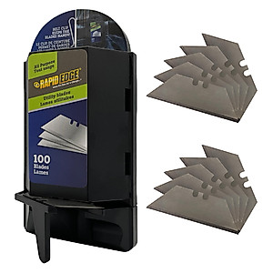 Rapid Edge 1-Pack (100 pieces) Straight-edge Utility Knife Blades, With a Dispenser and a Belt Clip, 100 Replacement Utility Blades