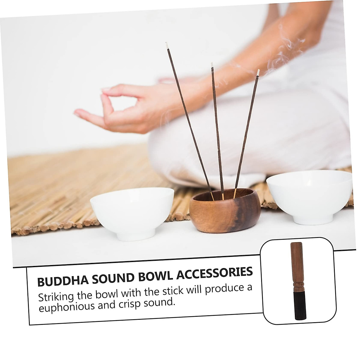 EXCEART 2pcs Stick Wooden Singing Bowl Mallet Wooden Pounding Mallet Nepal Bowl Mallet Sound Bowl Mallet Wood Tools Mini Tools Mini Toys Singing Bowl Parts Pu Replace Buddha Sound Bowl