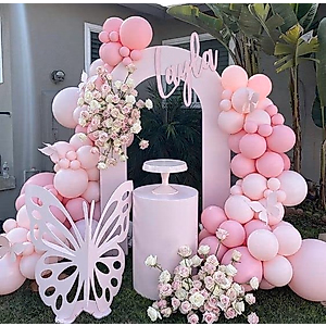HUAXUS Pink Balloons - 100pcs Pastel Light Pink Latex Balloons Different Sizes 18/12/10/5 Inch for Valentines Day Baby Shower Wedding Birthday Party Decorations