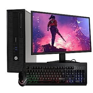 HP EliteDesk 800G1 Small Desktop Computer (SFF) | Quad Core Intel i7 (3.40GHz) | 32GB DDR3 RAM | 1TB SSD Solid State | Windows 10 Pro | 24in Monitor | RGB Mouse + Keyboard (Renewed)