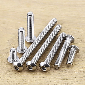 1/4-20 x 1 Button Head Socket Cap Bolts Screws, 304 Stainless Steel 18-8, Allen Hex Drive, Bright Finish, Fully Machine Thread, Pack of 100