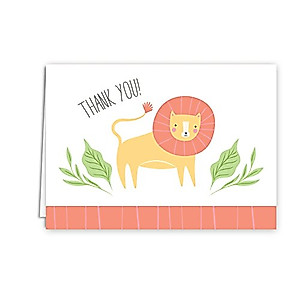 Jungle Animal Baby Child Thank You Greeting Cards / 36 Note Cards / 6 Safari Thanks Designs