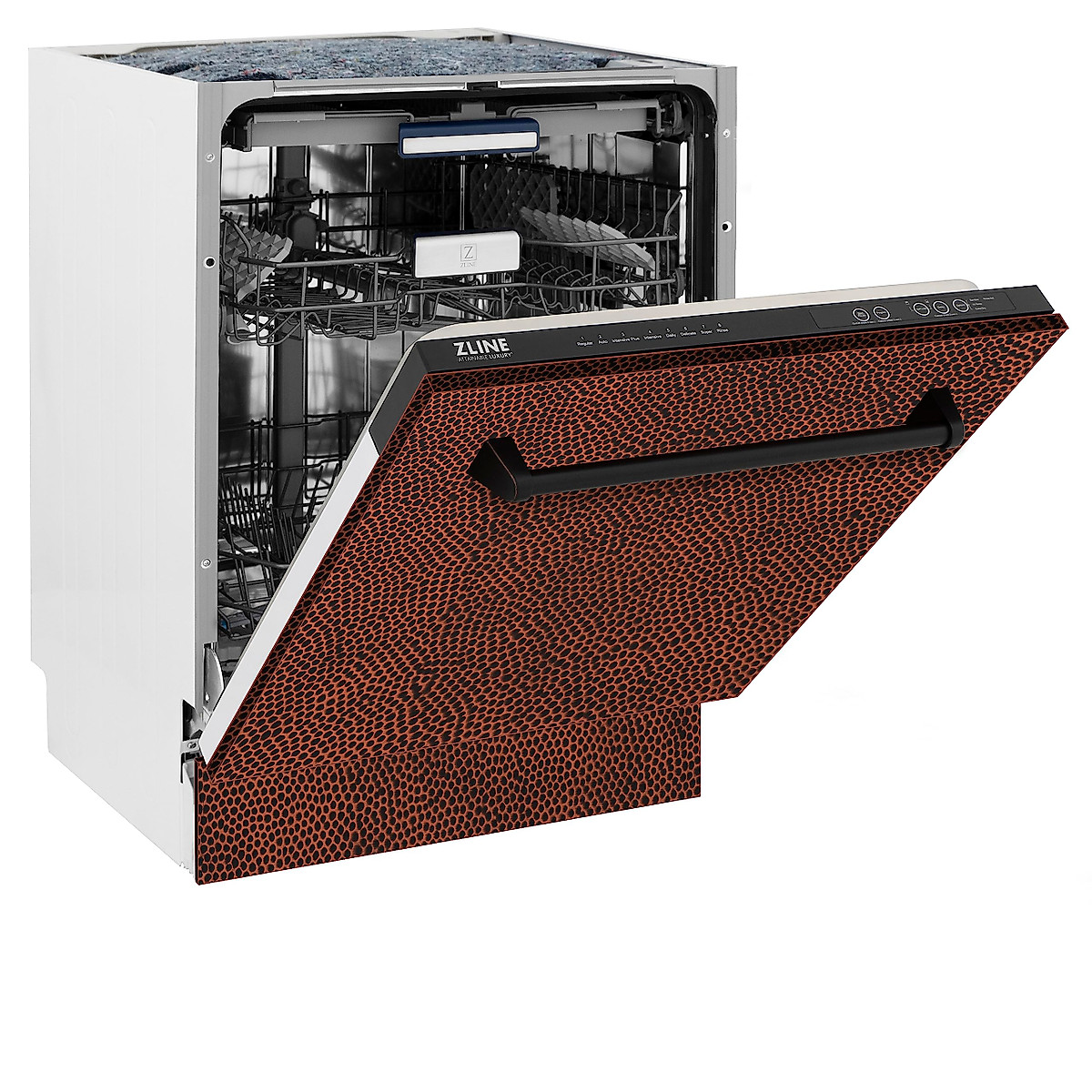 ZLINE 24" Tallac Series 3rd Rack Tall Tub Dishwasher in Hand Hammered Copper with Stainless Steel Tub, 51dBa (DWV-HH-24)