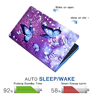Case for Kindle Fire HD 10 Tablet & Fire HD 10 Plus (13th/11th Generation 2023 2021 Release) Cover Case, Funut Premium PU Leather Stand Folio Cover with Auto Wake/Sleep, Purple Butterfly
